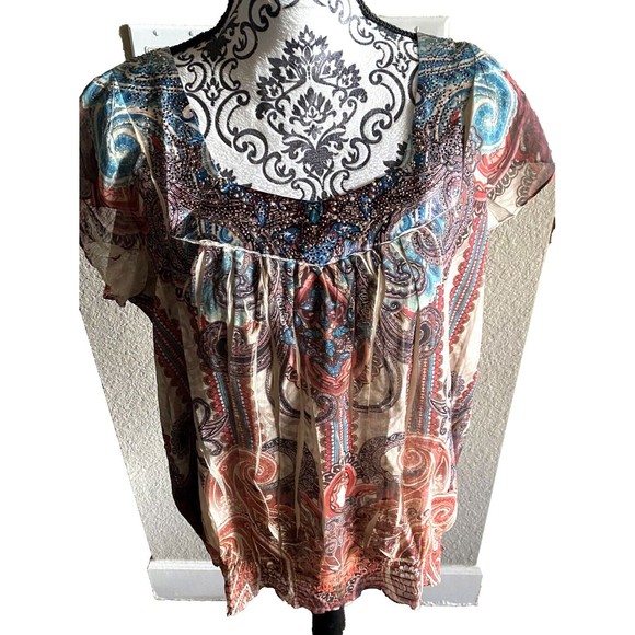 ONE WORLD | Tops | One World Xl Blouse Sublimation Top Shirt ...